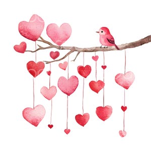 22 Valentine Day Hearts Branch Clipart, Love Hearts, Valentine ...