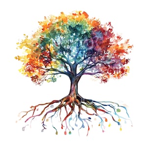 22 Rainbow Tree of Life Clipart, Family Tree, Oak Tree, Printable ...