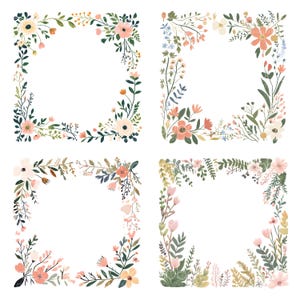 24 Cute Floral Frames Clipart, Spring Florals Frame Borders, Wildflower ...