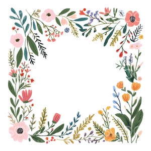 24 Cute Floral Frames Clipart, Spring Florals Frame Borders, Wildflower ...