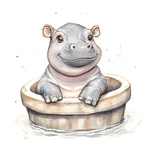 15 Pygmy Hippo Clipart, Cute Hippopotamus, Moo Deng Hippo, Bouncy Pygmy ...