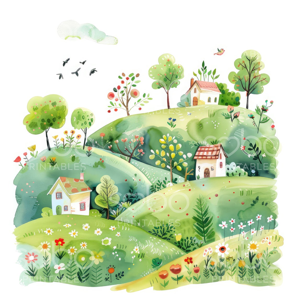 16 Spring Garden Pretty Clipart, Spring Clipart, Watercolor Clipart ...