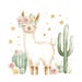 20 Llama Cactus Clipart, Cute Llama Clipart, Kids Nursery Art, Gold ...