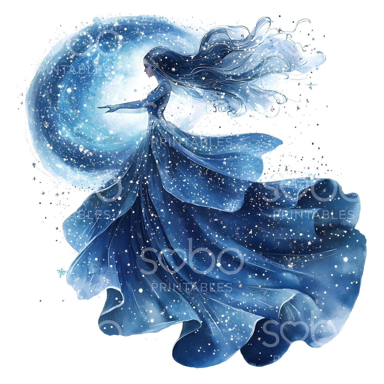 30 Celestial Fairy Clipart, Blue Fairies, Magic Galaxy Fairy, Enchanted ...