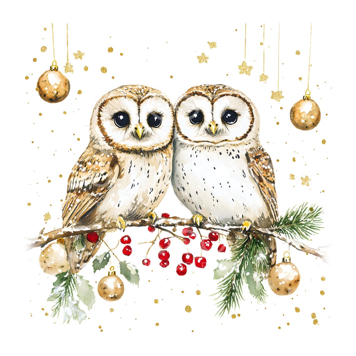 21 Christmas Owls Clipart, Christmas Owls, Christmas Owl Couple ...