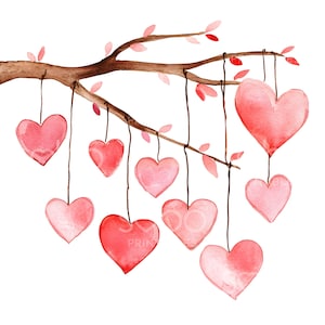 22 Valentine Day Hearts Branch Clipart, Love Hearts, Valentine ...