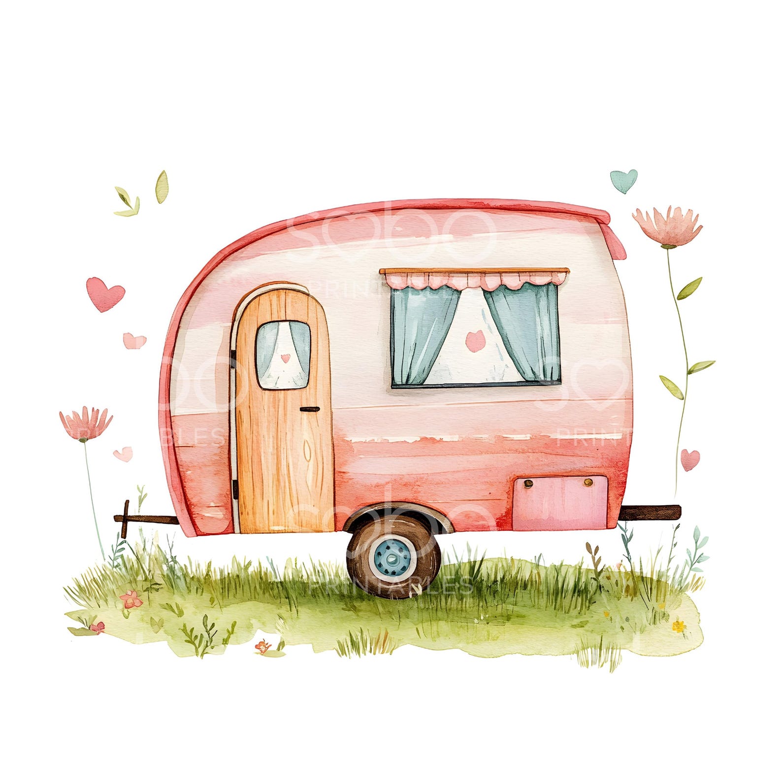 22 Cartoon Camper Trailer Clipart, Camping Trailer, Printable ...