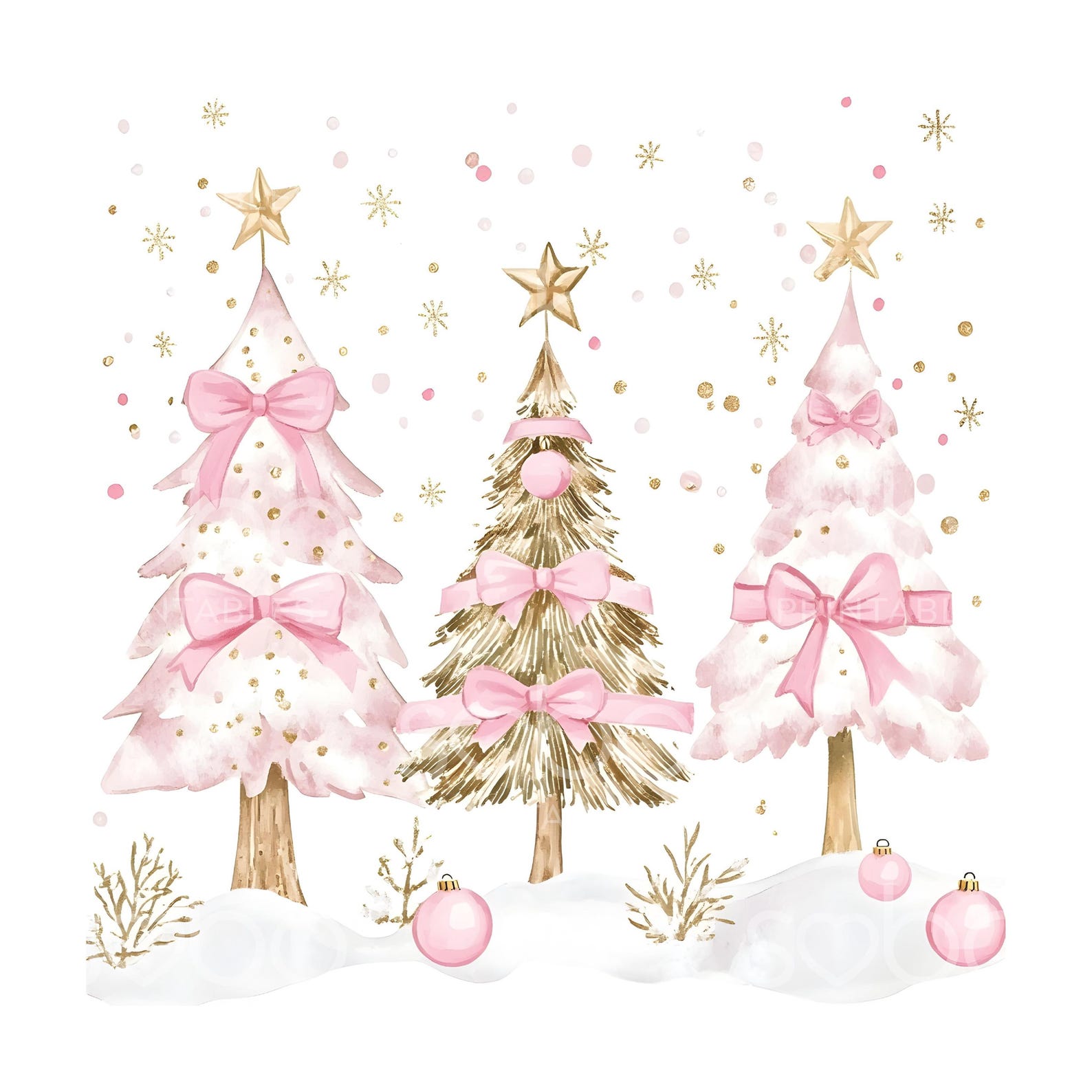 36 Girly Xmas Trees Bow Clipart, Pink Coquette Christmas Tree, Winter ...