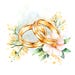 21 Floral Wedding Gold Rings Clipart, Wedding Bands, Printable ...