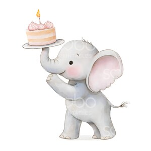 21 Baby Elephant Birthday Clipart, Cute Elephant, Baby Safari Animal ...