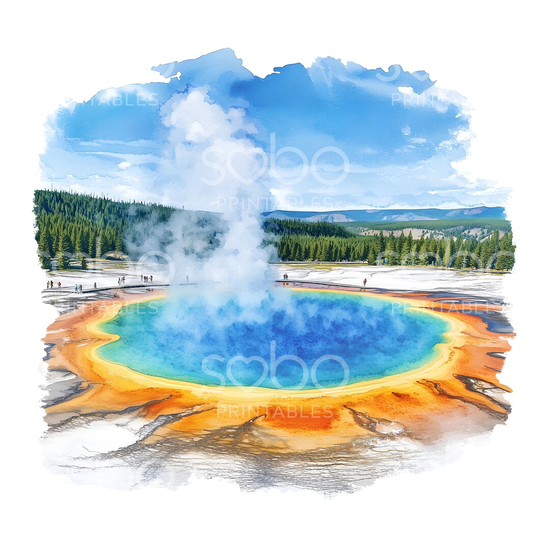 19 Yellowstone Park Clipart, National Park, Travel Wall Art, Printable ...