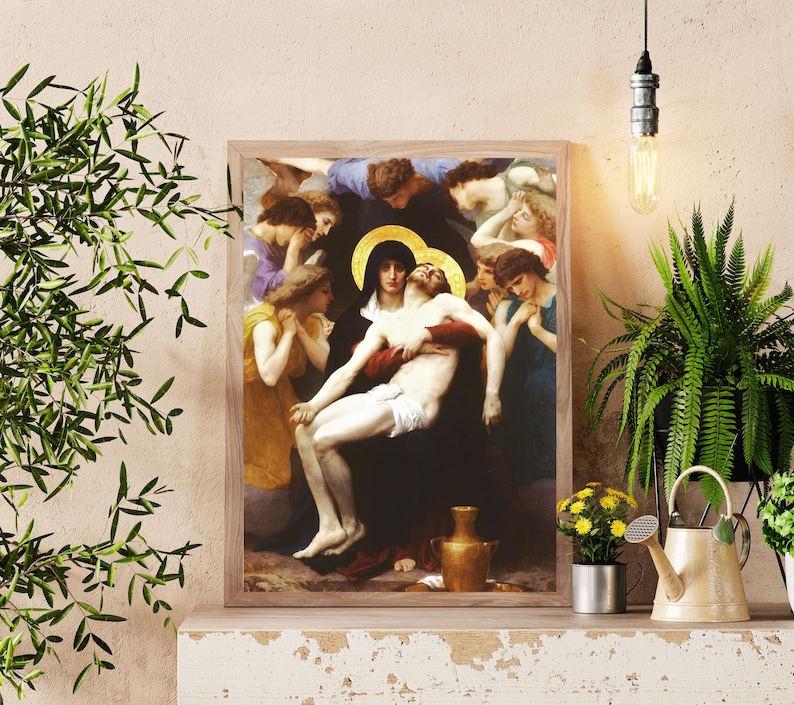 The Pieta Printable Art, Virgin Mary and Jesus Christ Vintage Painting ...