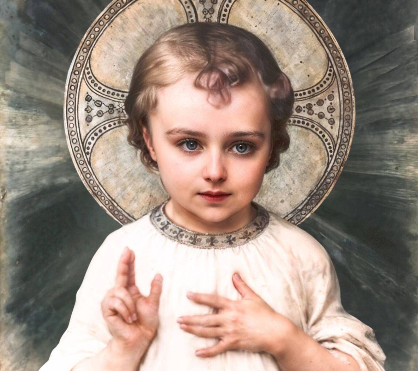 Child Jesus Christ Vintage Colorized Painting High Resolution Printable ...