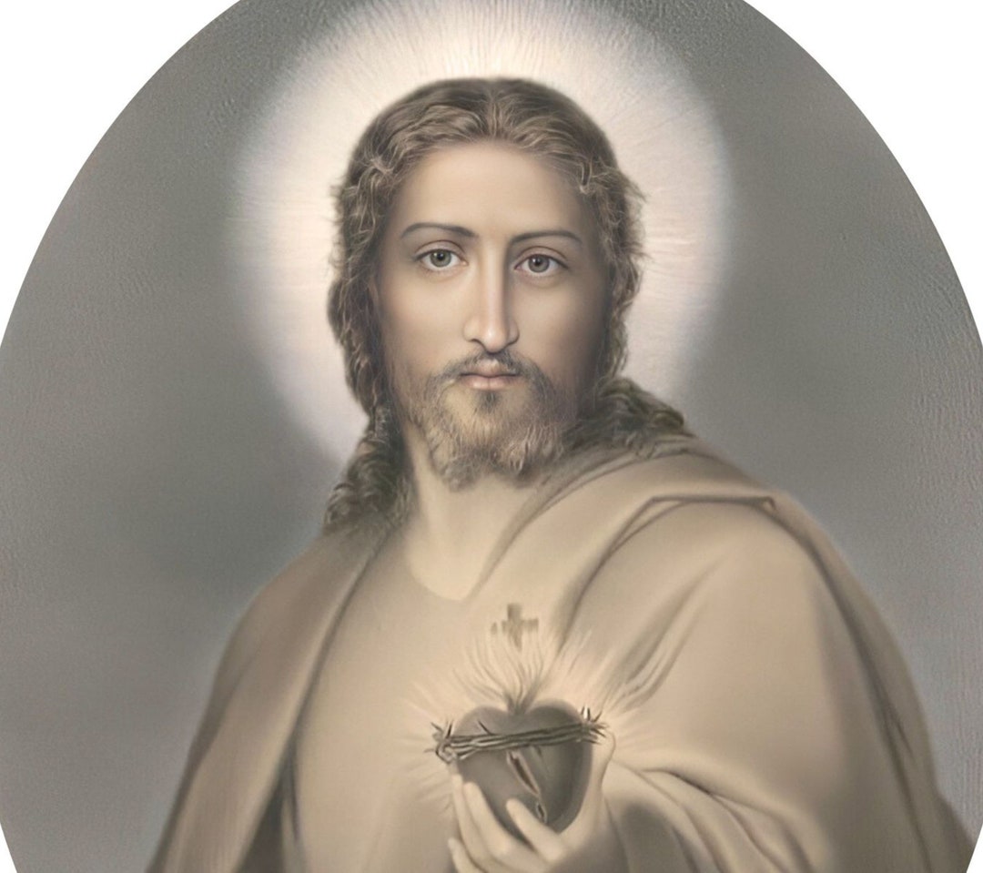 Vintage Sacred Heart of Jesus Printable Catholic Art Instant Download ...