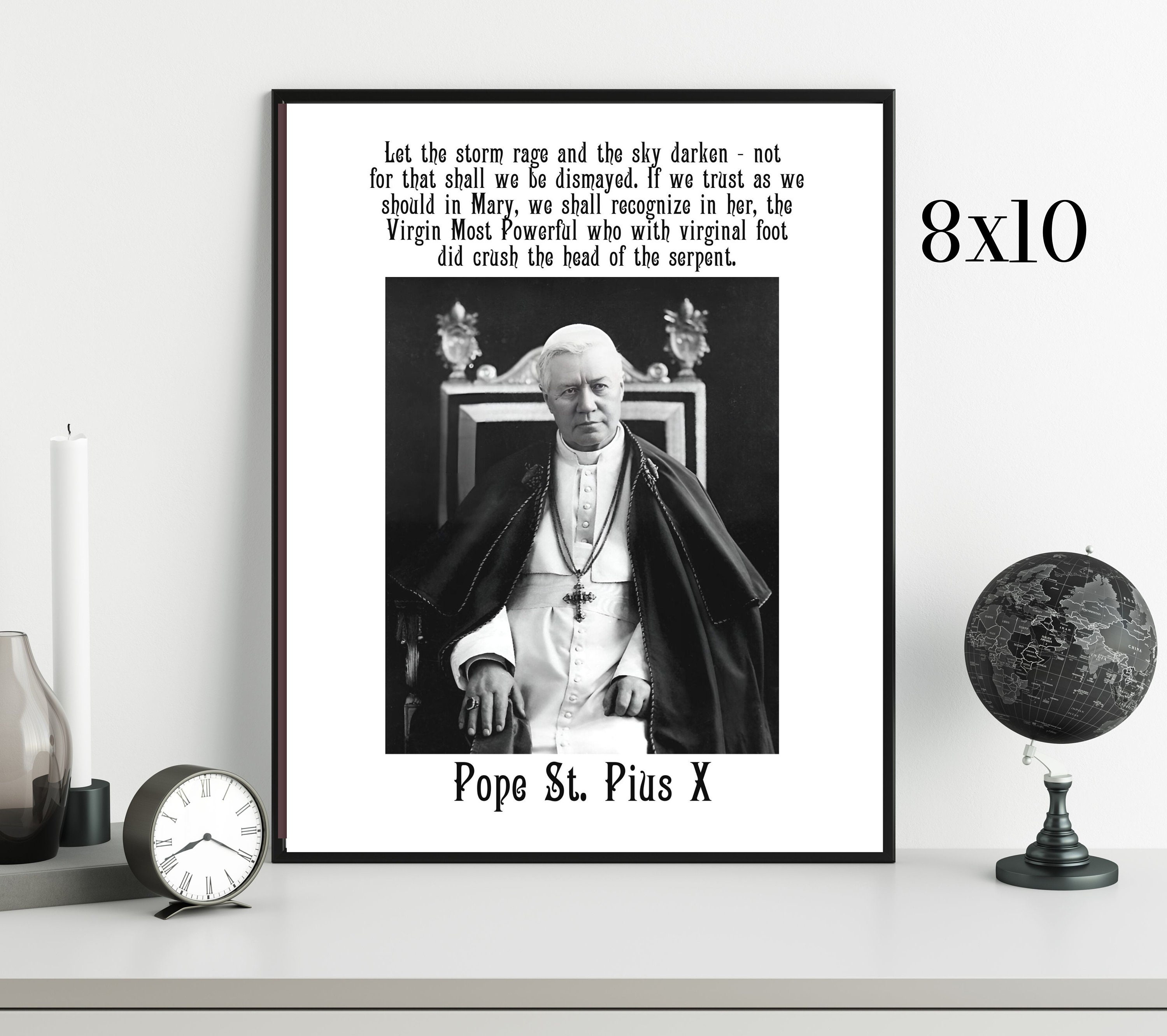 Pope St. Pius X High Resolution Vintage Photo With Virgin Mary Quote ...