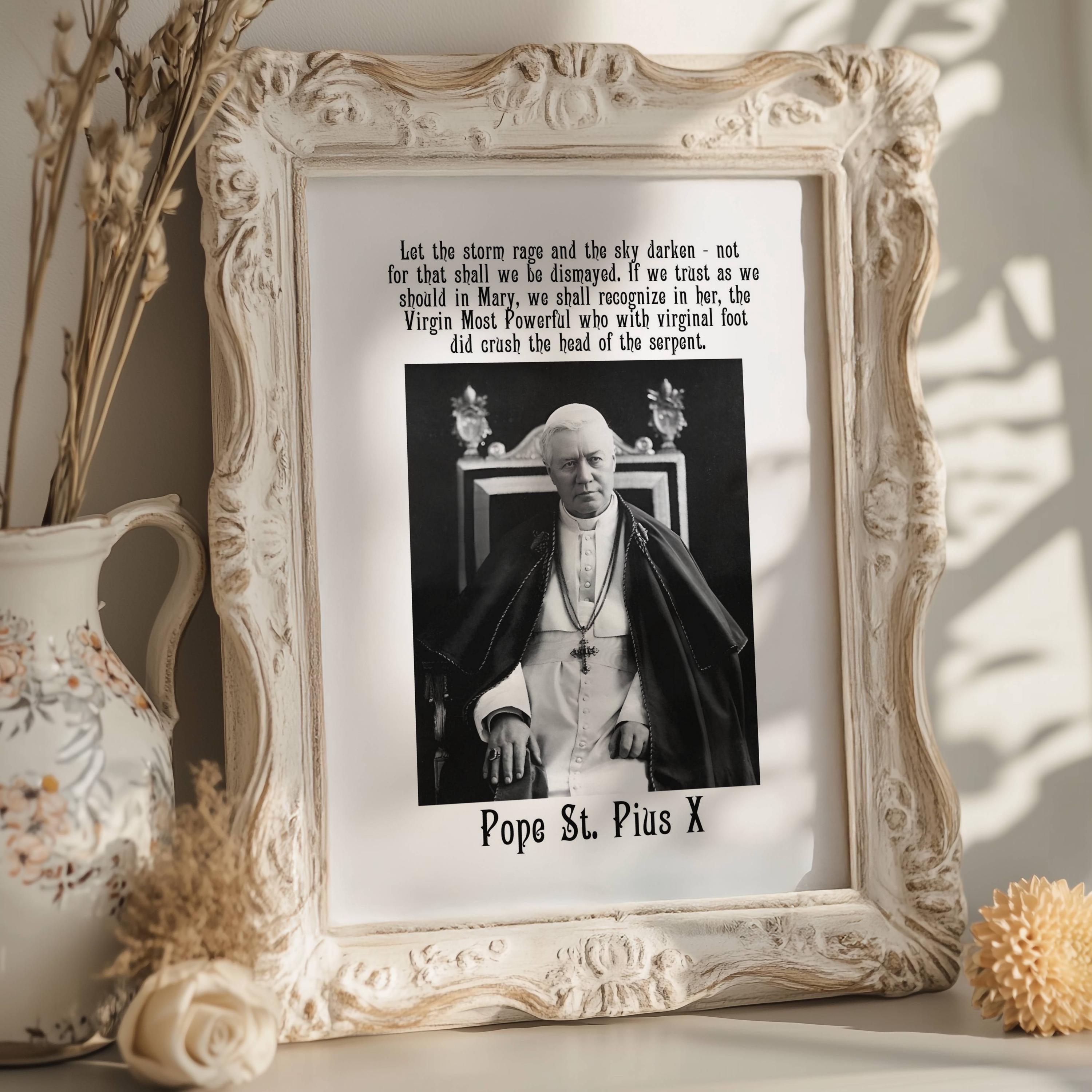 Pope St. Pius X High Resolution Vintage Photo With Virgin Mary Quote ...