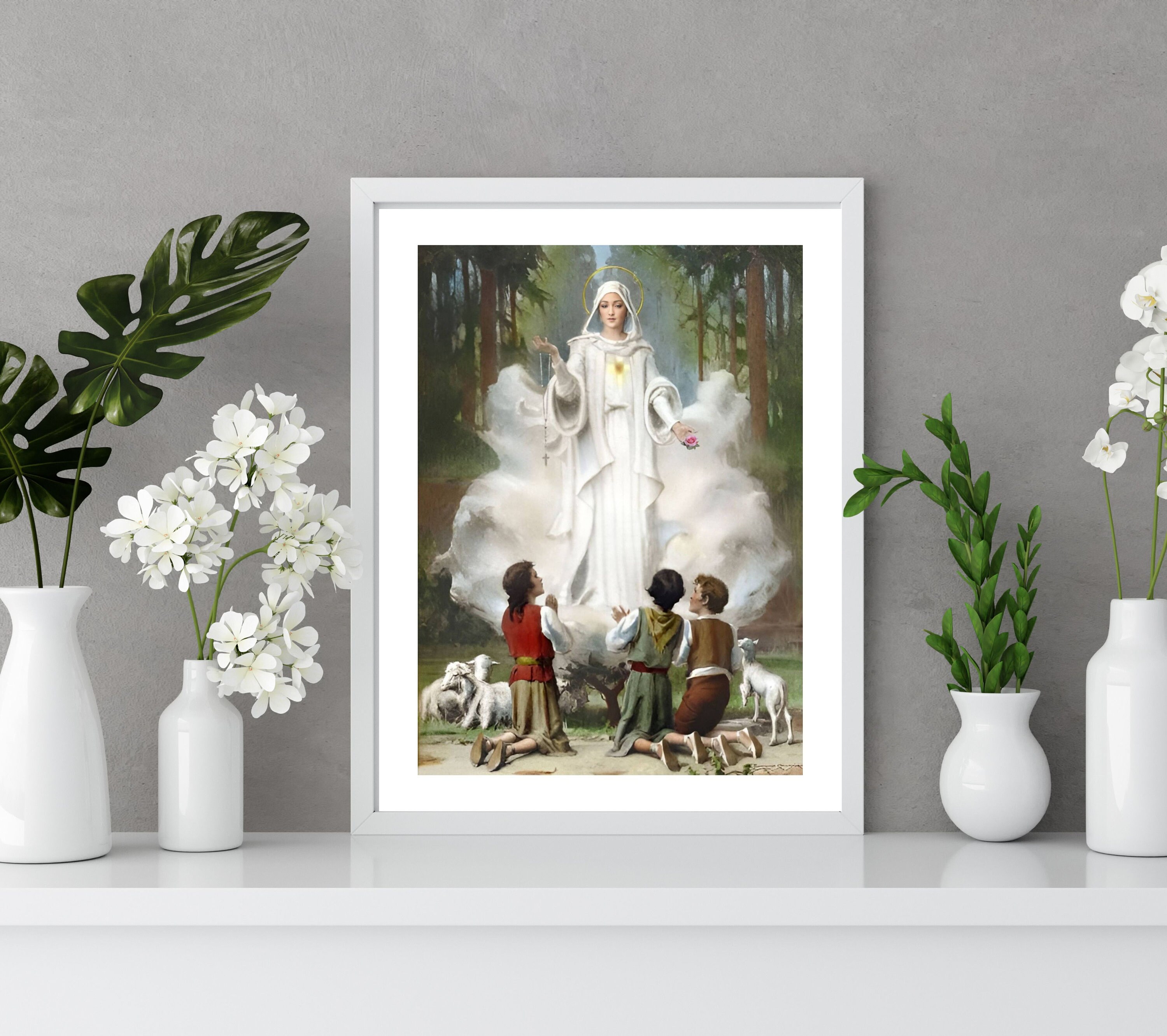 Our Lady of Fatima Vintage Print by Charles Bosseron Chambers, Catholic ...