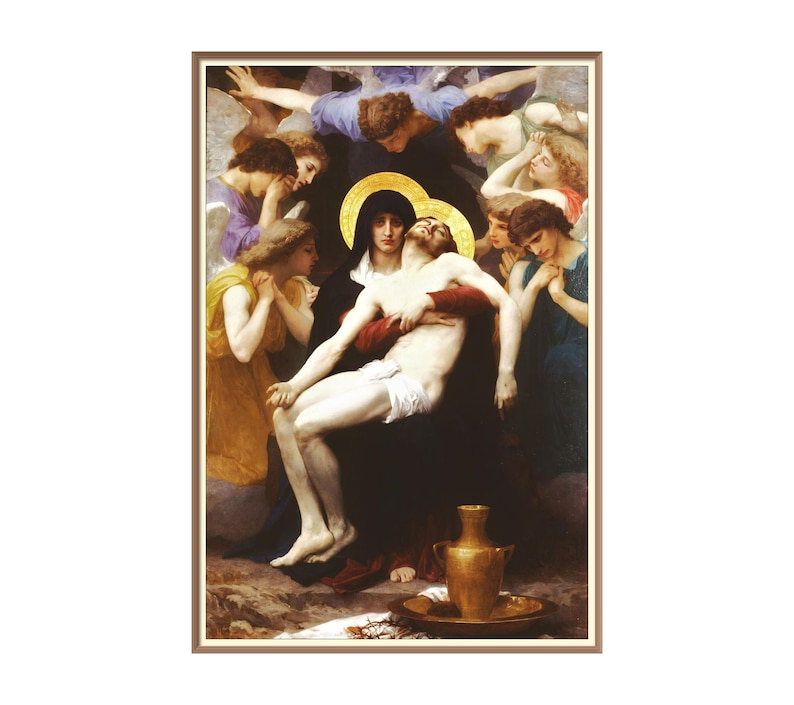 The Pieta Printable Art, Virgin Mary and Jesus Christ Vintage Painting ...