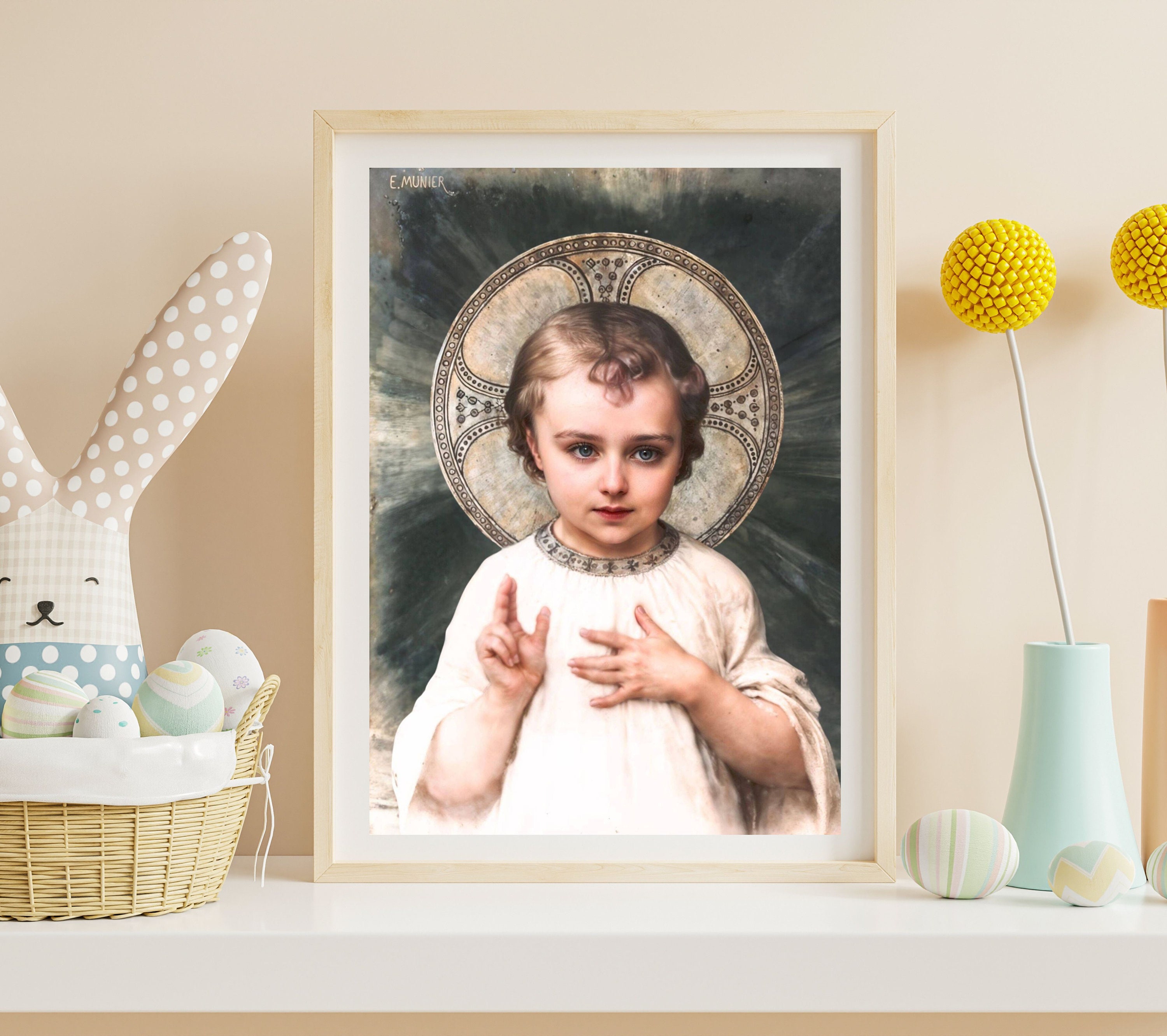 Child Jesus Christ Vintage Colorized Painting High Resolution Printable ...