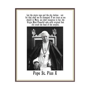Pope St. Pius X High Resolution Vintage Photo With Virgin Mary Quote ...