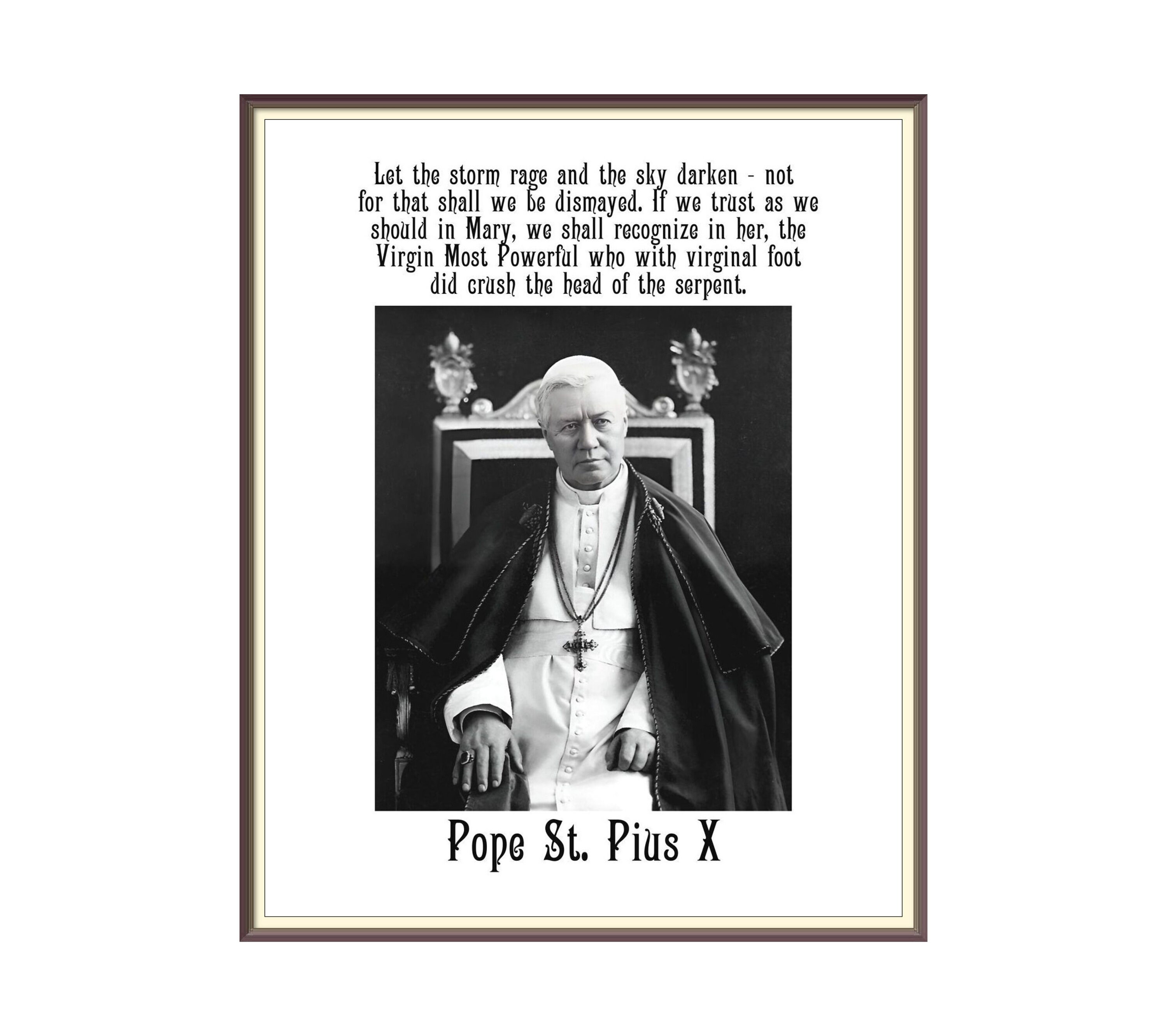 Pope St. Pius X High Resolution Vintage Photo With Virgin Mary Quote ...