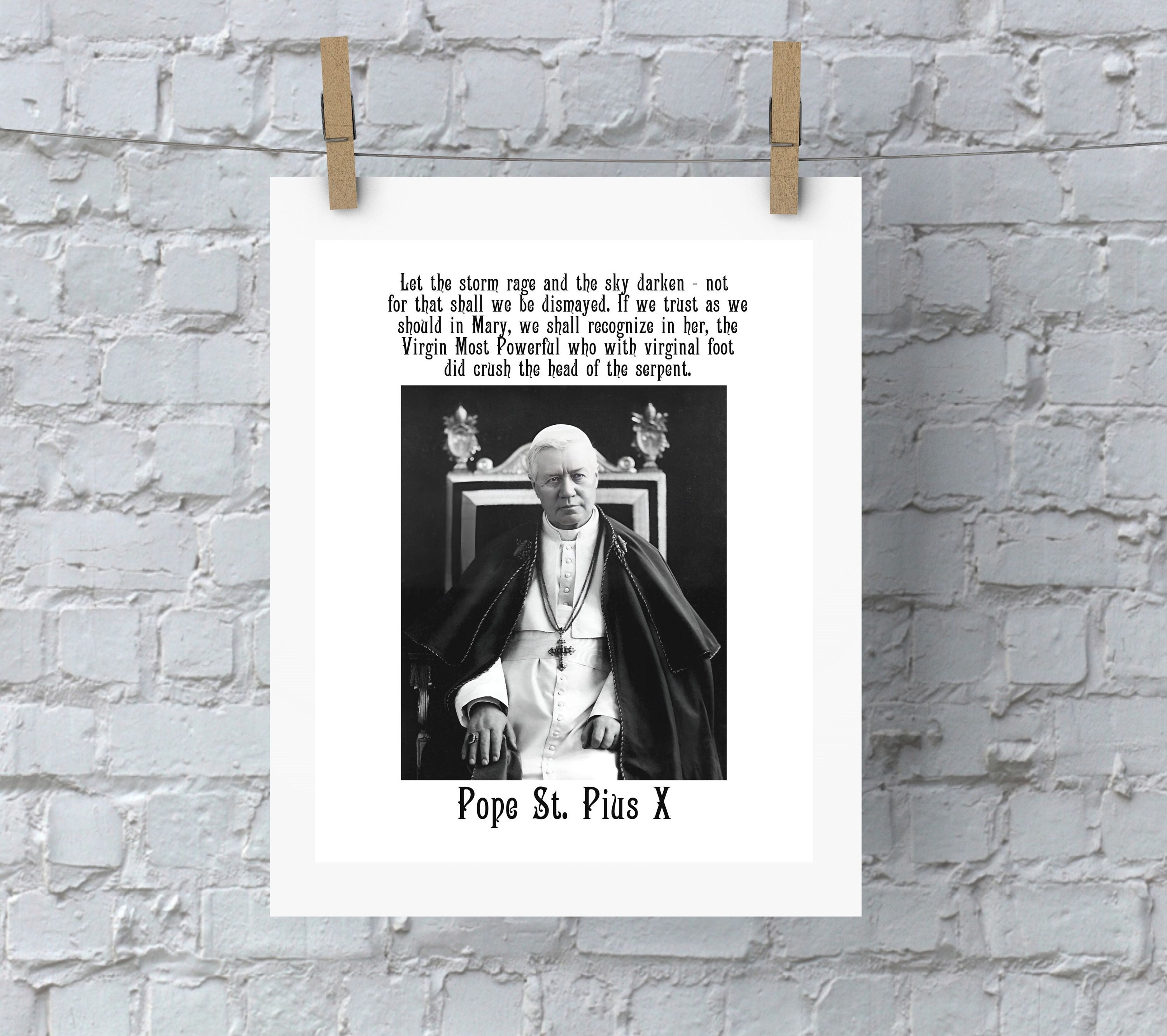 Pope St. Pius X High Resolution Vintage Photo With Virgin Mary Quote ...