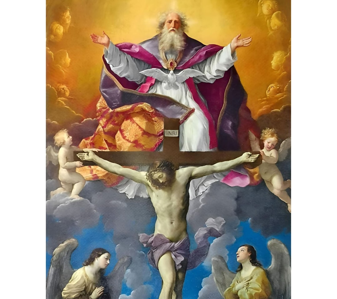 Holy Trinity Vintage Painting by Guido Reni Instant Download, Crucifixion of Jesus Christ ...