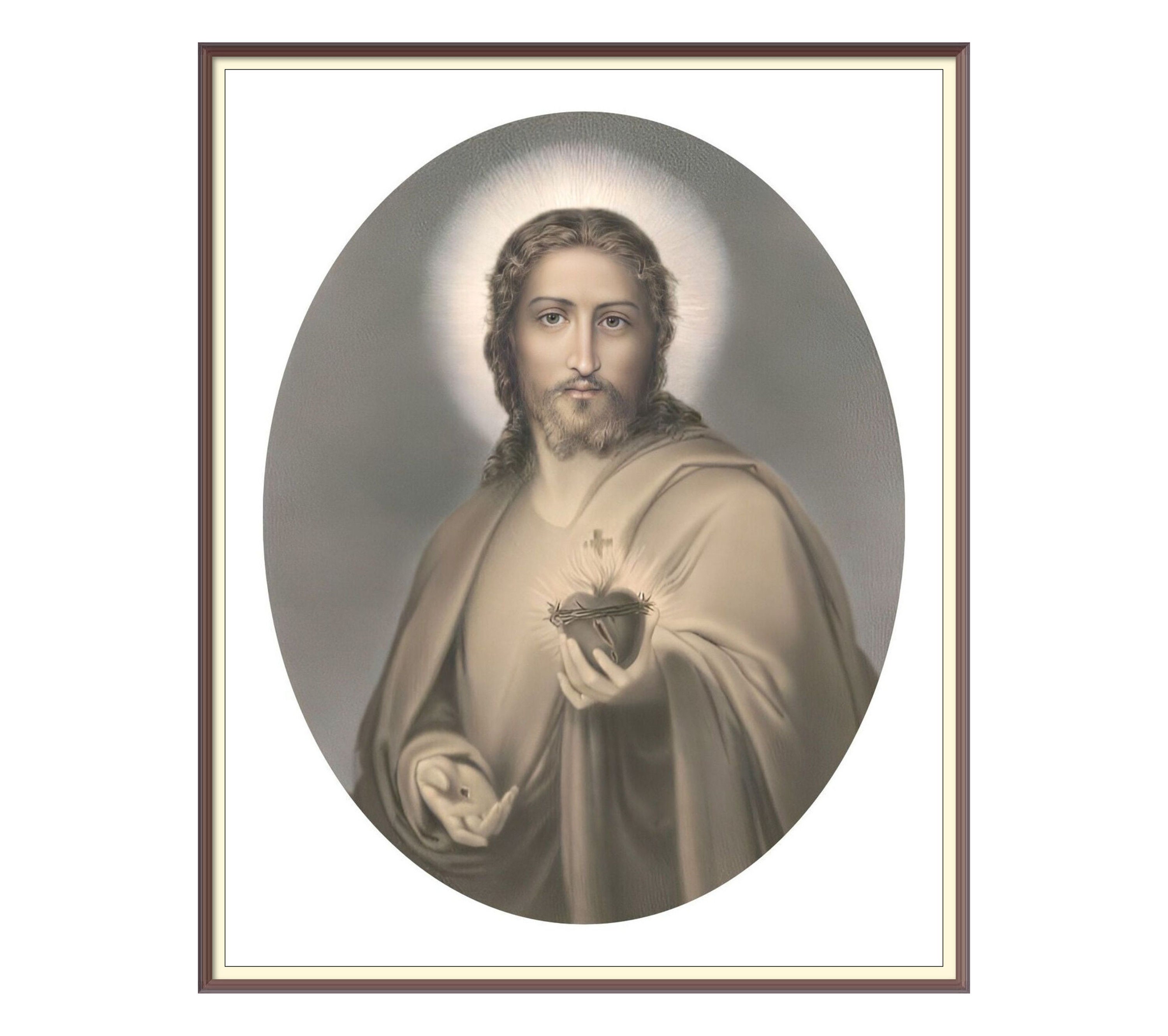 Vintage Sacred Heart of Jesus Printable Catholic Art Instant Download ...