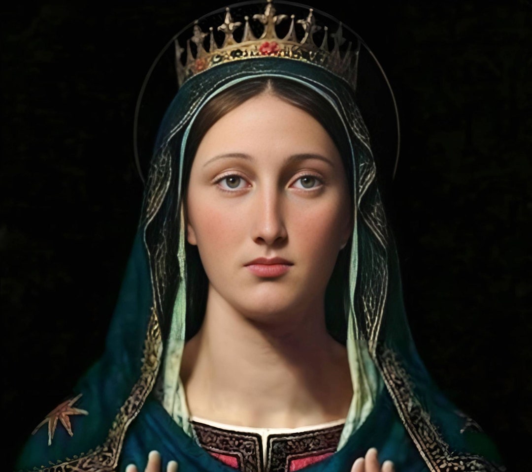 Virgin Mary With the Crown Catholic Vintage Print Instant Download Art ...