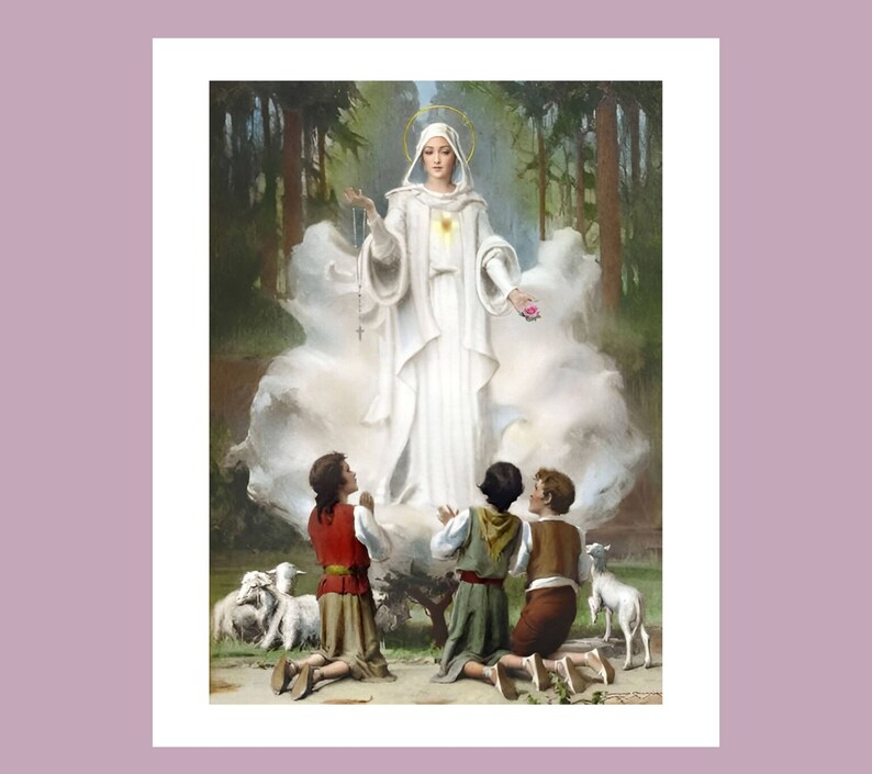 Our Lady of Fatima Vintage Print by Charles Bosseron Chambers, Catholic ...
