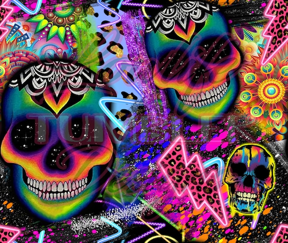 Neon Skulls Seamless Pattern Neon Skull Skull Clipart Skull - Etsy