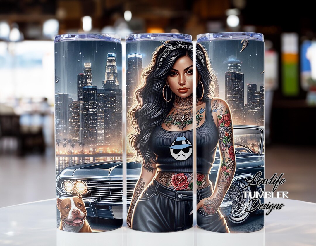 Lowrider Girl Tumbler Wrap, Lowrider Tumbler Wrap, Chicana Sublimation ...