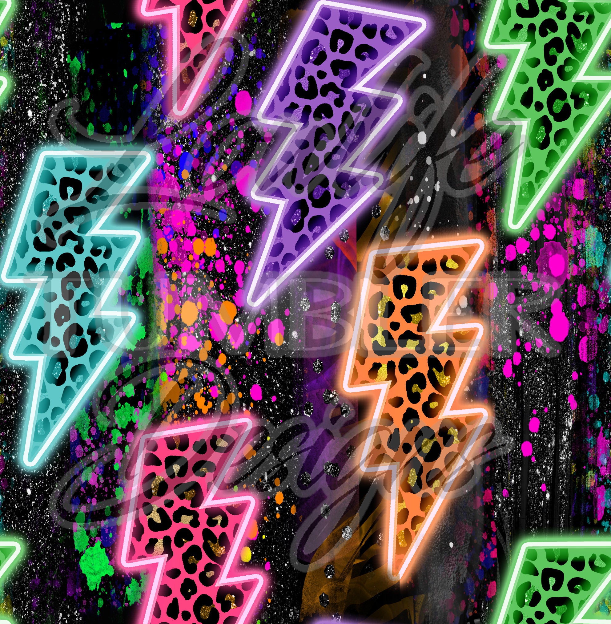 Neon Bolts Seamless Pattern, Neon Lightning Bolts, Bolts Clipart, Neon ...