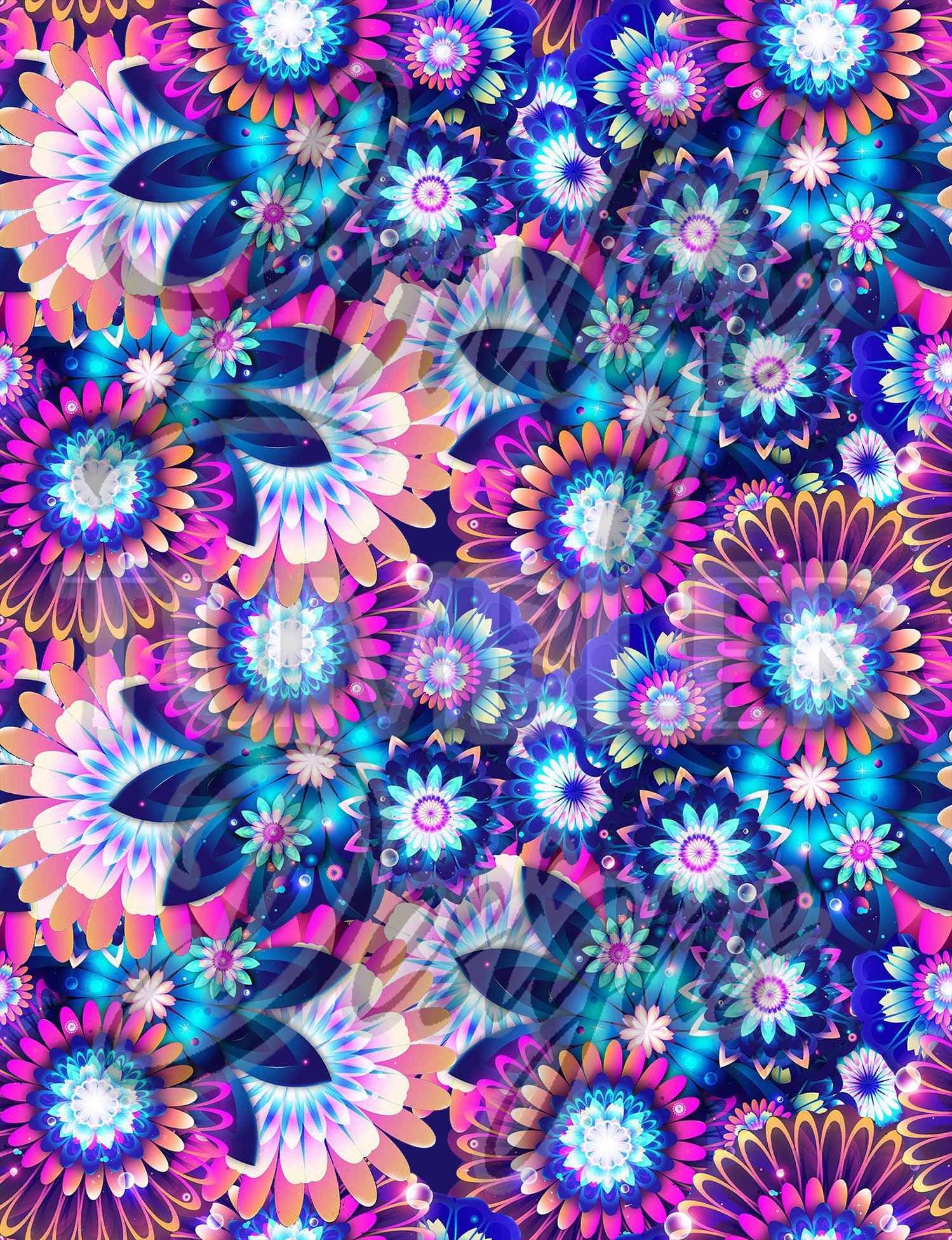 Neon Floral Seamless Pattern, Neon Flowers, Neon Flower Clipart, Neon ...