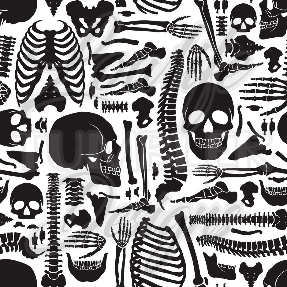 Bones Seamless Pattern, Skull Fabric, Skull Clipart, Skull, Skull ...