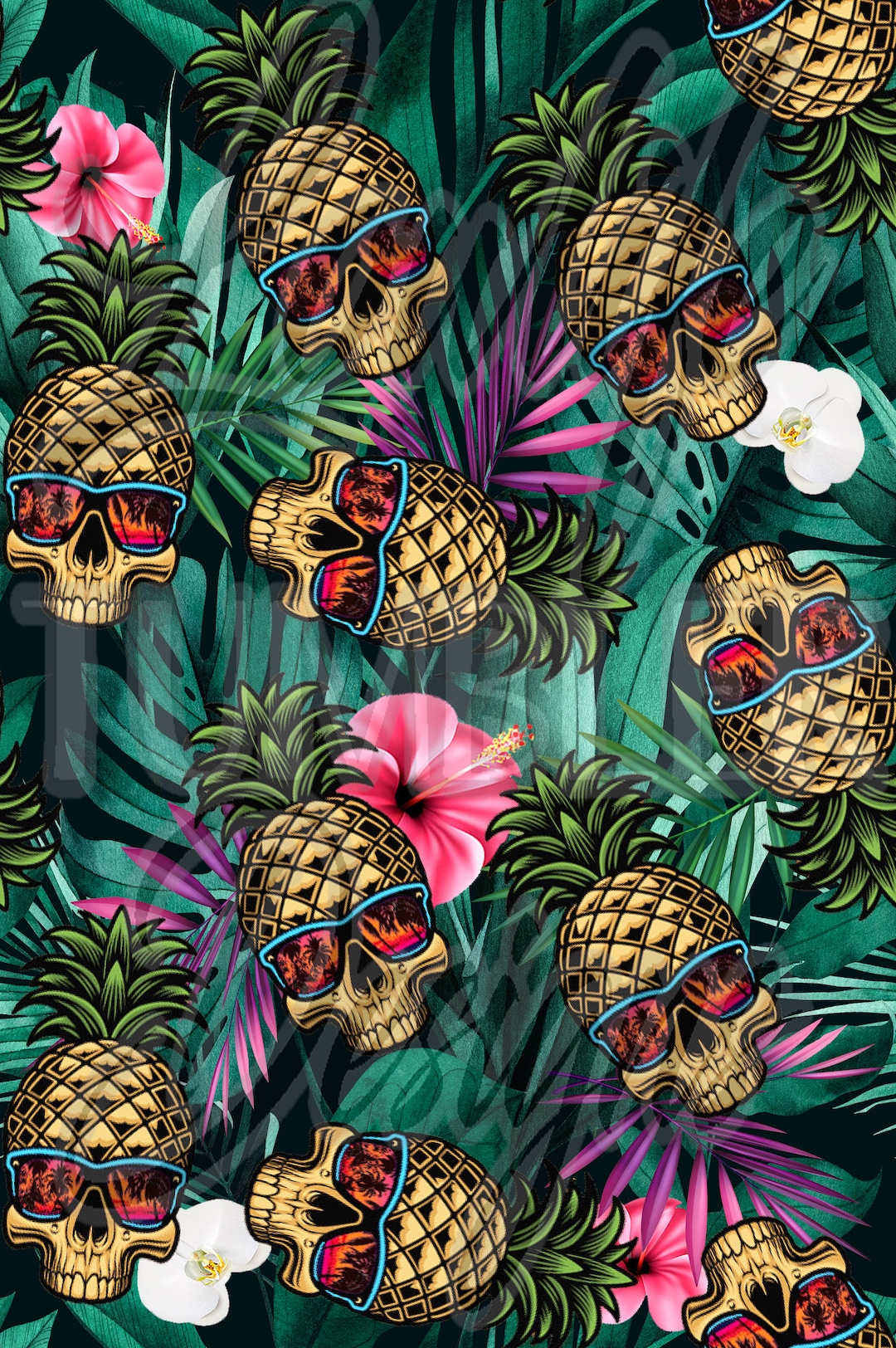 Pineapple Skull Palm Tree, Skull Clipart, Skull Svg, Skull, Pineapple ...
