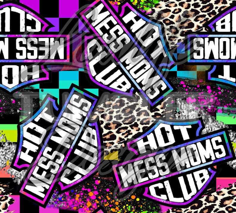 Mom Seamless Pattern, Funny Quotes, Mom Clipart, Hot Mess Moms Club ...