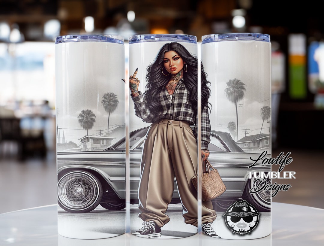 Lowrider Girl Tumbler Wrap, Lowrider Tumbler Wrap, Chicana Sublimation ...