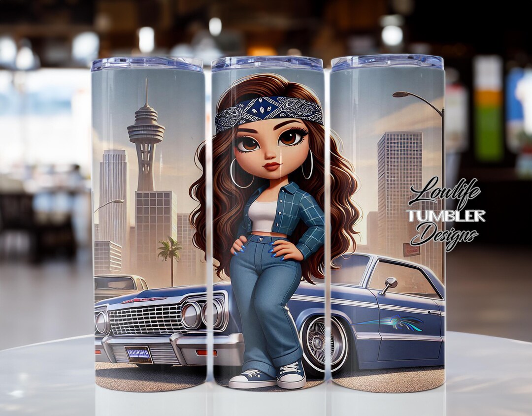 Lowrider Girl Tumbler Wrap, Lowrider Tumbler Wrap, Chicana Sublimation ...