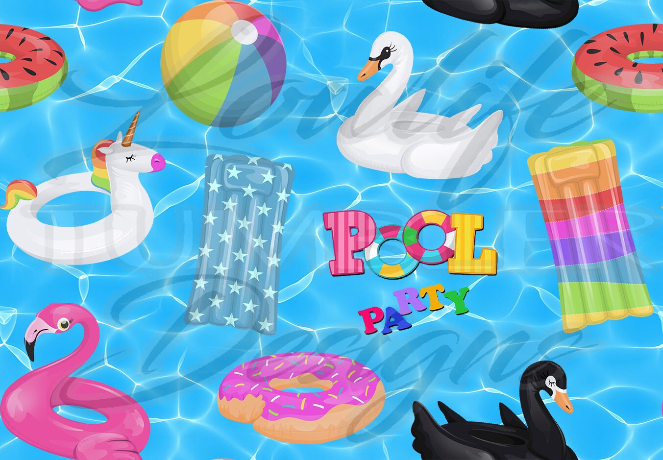 Pool Party Seamless Pattern, Pool Floaties, Pool Clipart, Pool Floatie ...