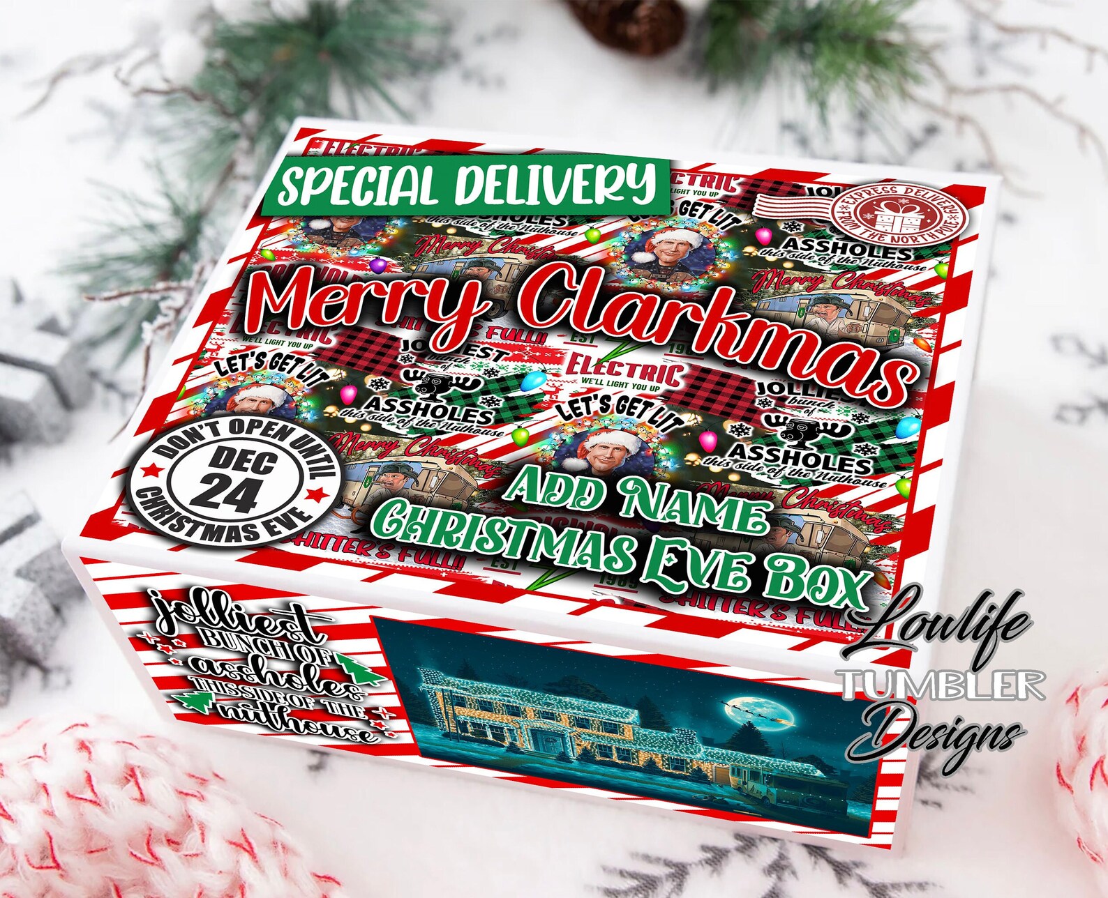 Christmas Eve Box, Box Only, 8x8x4, Personalized Gift Box, Custom Gift ...