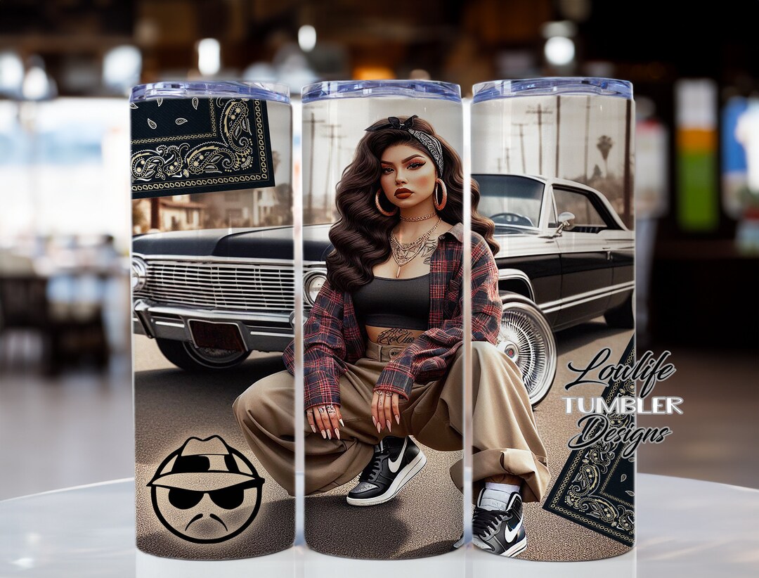 Lowrider Girl Tumbler Wrap, Lowrider Tumbler Wrap, Chicana Sublimation ...