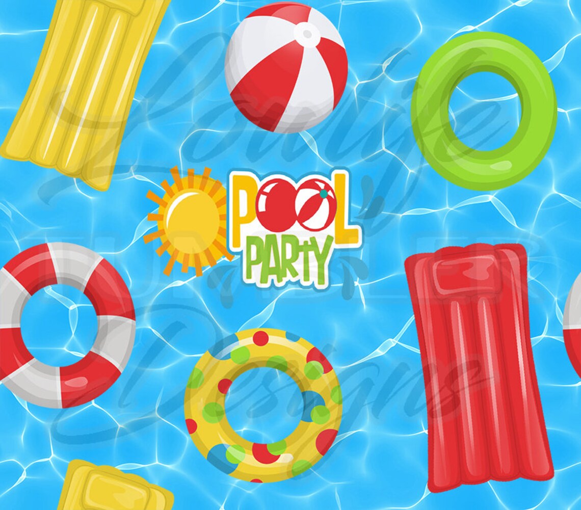 Pool Party Seamless Pattern Pool Floaties Pool Clipart Pool - Etsy