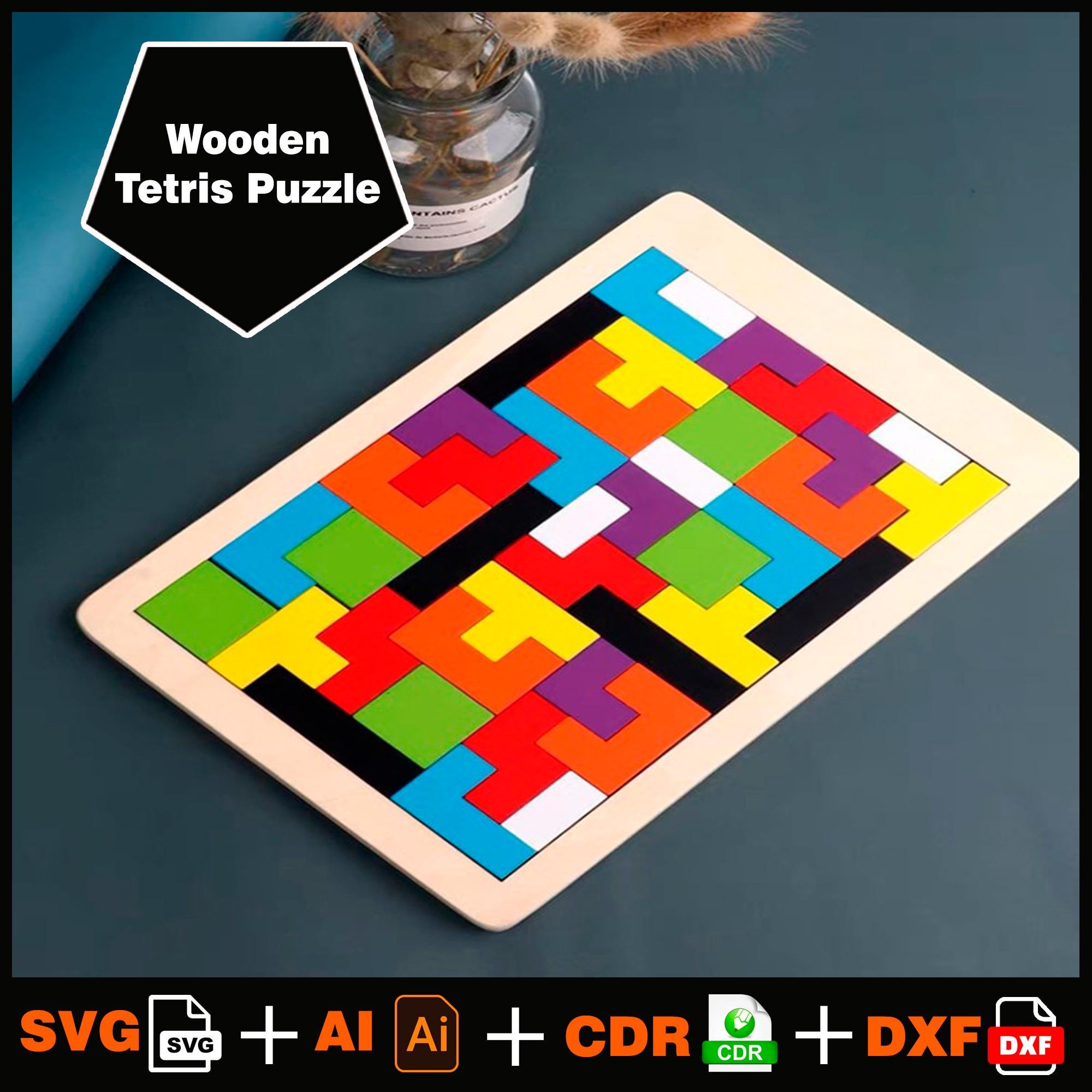 Wooden Tetris Puzzle DIY | Vector Files for Wood Laser Cutting ...