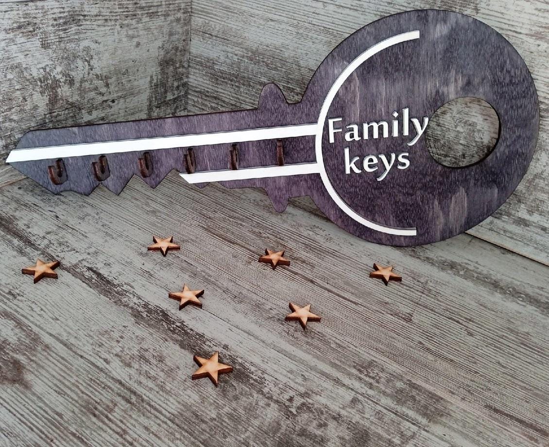 Key Shaped Key Hook Wood Vector Files for Wood Laser Cutting Glowforge ...