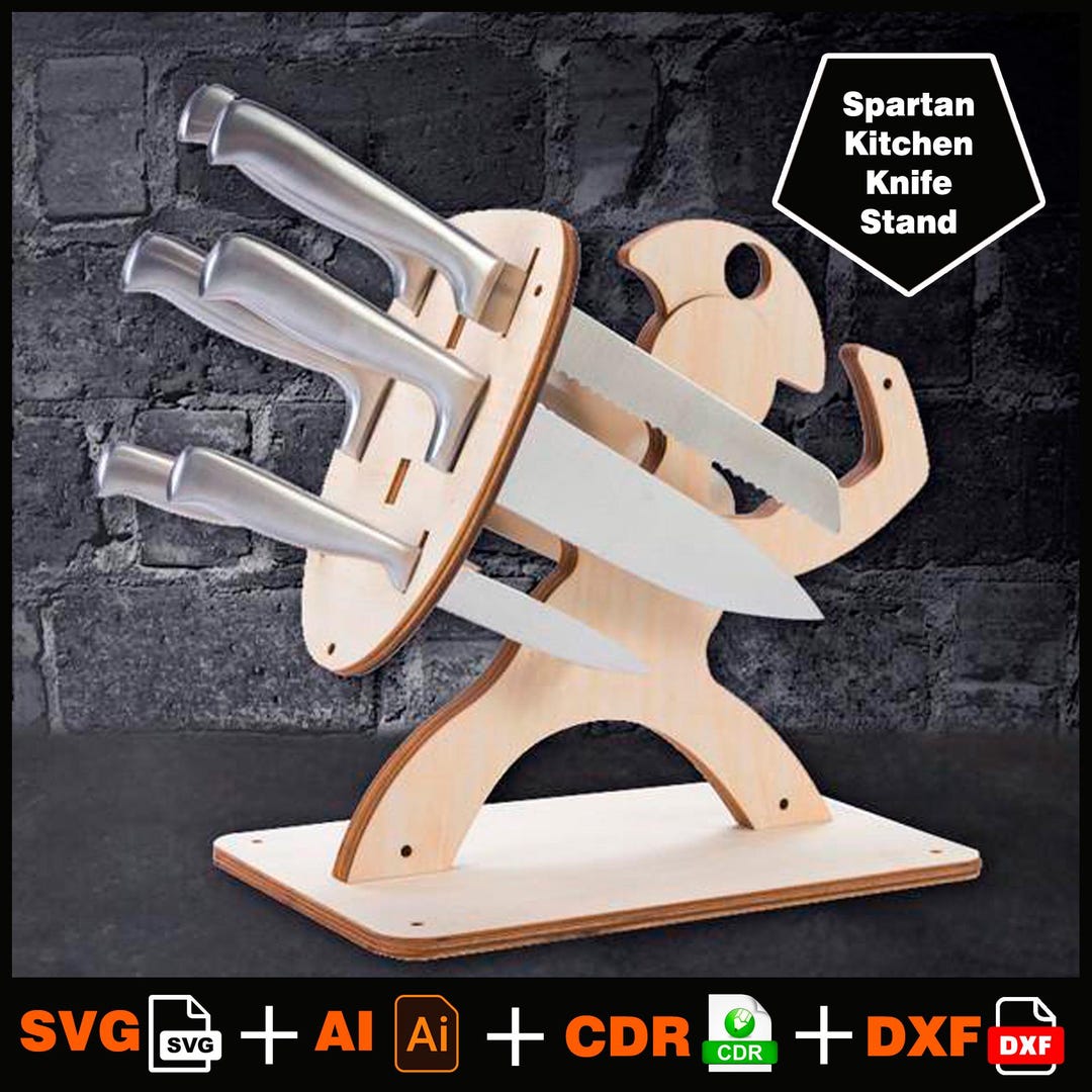 Spartan Kitchen Knife Stand | Vector Files for Wood Laser Cutting ...