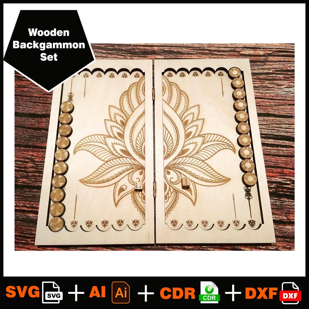 Wooden Backgammon Game Set| Vector Files for Wood Laser Cutting ...