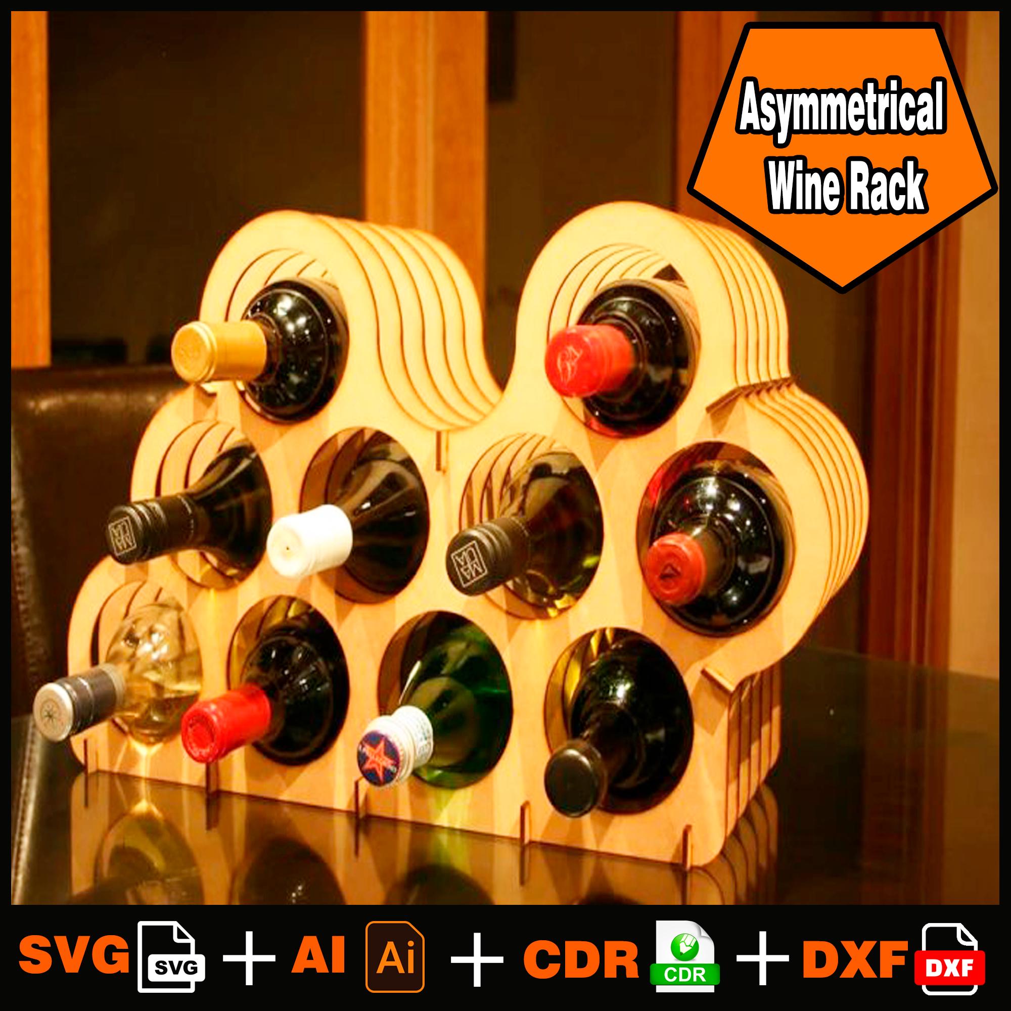 Asymmetrical Wine Rack Vector Files for Wood Laser Cutting Glowforge ...