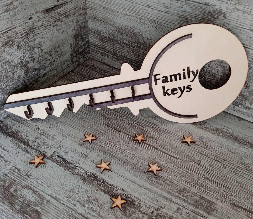 Key Shaped Key Hook Wood Vector Files for Wood Laser Cutting Glowforge ...