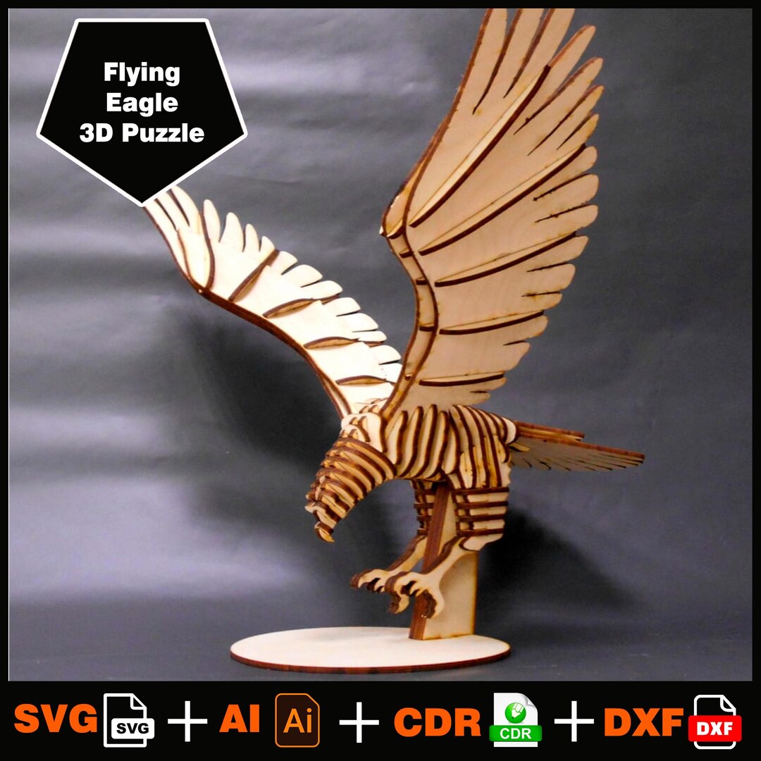 Flying Eagle 3D Puzzles | Vector Files for Wood Laser Cutting | Glowforge Svg | Cutting Machine ...